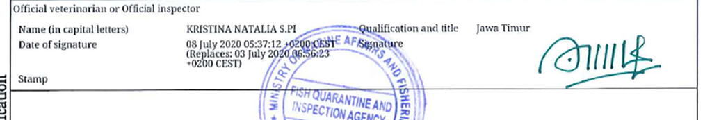 Image shows extract from document which shows the date of signing